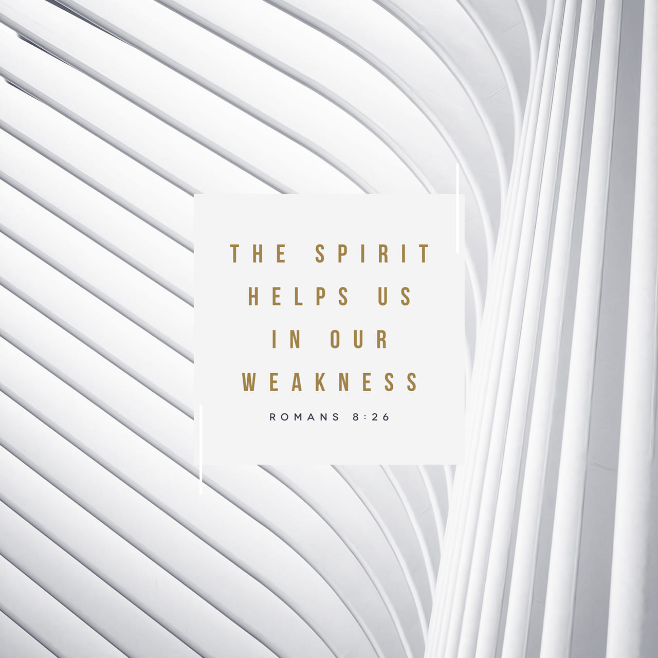 Romans 8:26 And the Holy Spirit helps us in our weakness. For example ...