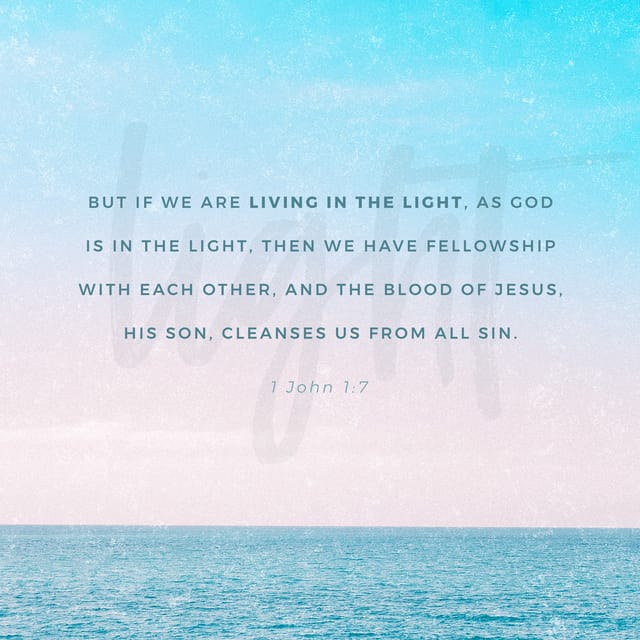 1 John 1:7 NIV; But if we walk in the light, as he is in the light, we ...